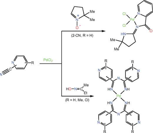 Single-pot template transformations of cyanopyridines on a PdII centre ...
