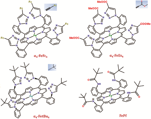 Iron porphyrins with a hydrogen bonding cavity: effect of weak ...