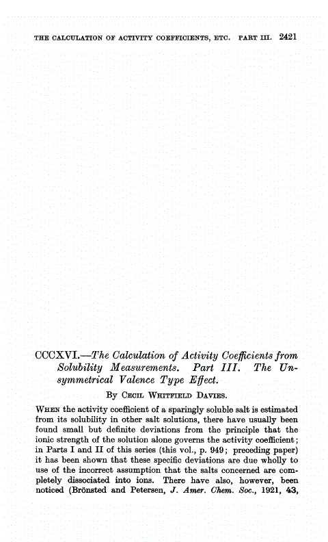 CCCXVI.—The calculation of activity coefficients from solubility ...