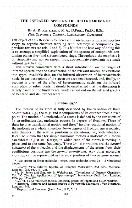 The infrared spectra of heteroaromatic compounds | Quarterly Reviews ...