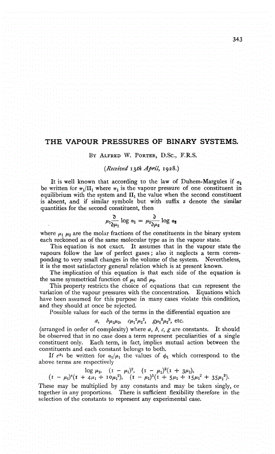 The vapour pressures of binary systems | Transactions of the Faraday ...