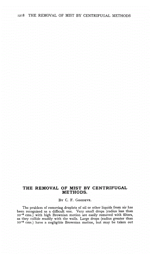 The removal of mist by centrifugal methods | Transactions of the ...