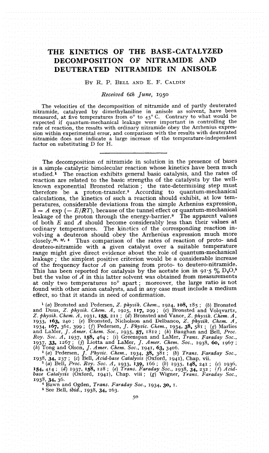 The kinetics of the base-catalyzed decomposition of nitramide and ...