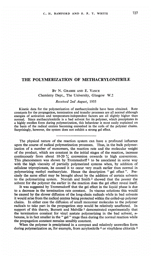 The polymerization of methacrylonitrile | Transactions of the Faraday ...