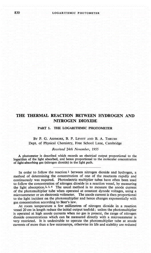 The thermal reaction between hydrogen and nitrogen dioxide. Part 1. The ...